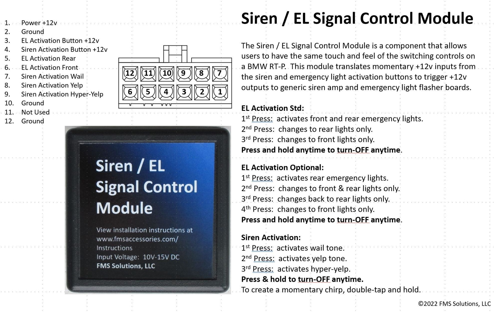 FMS Accessories. Siren / EL Signal Control Module